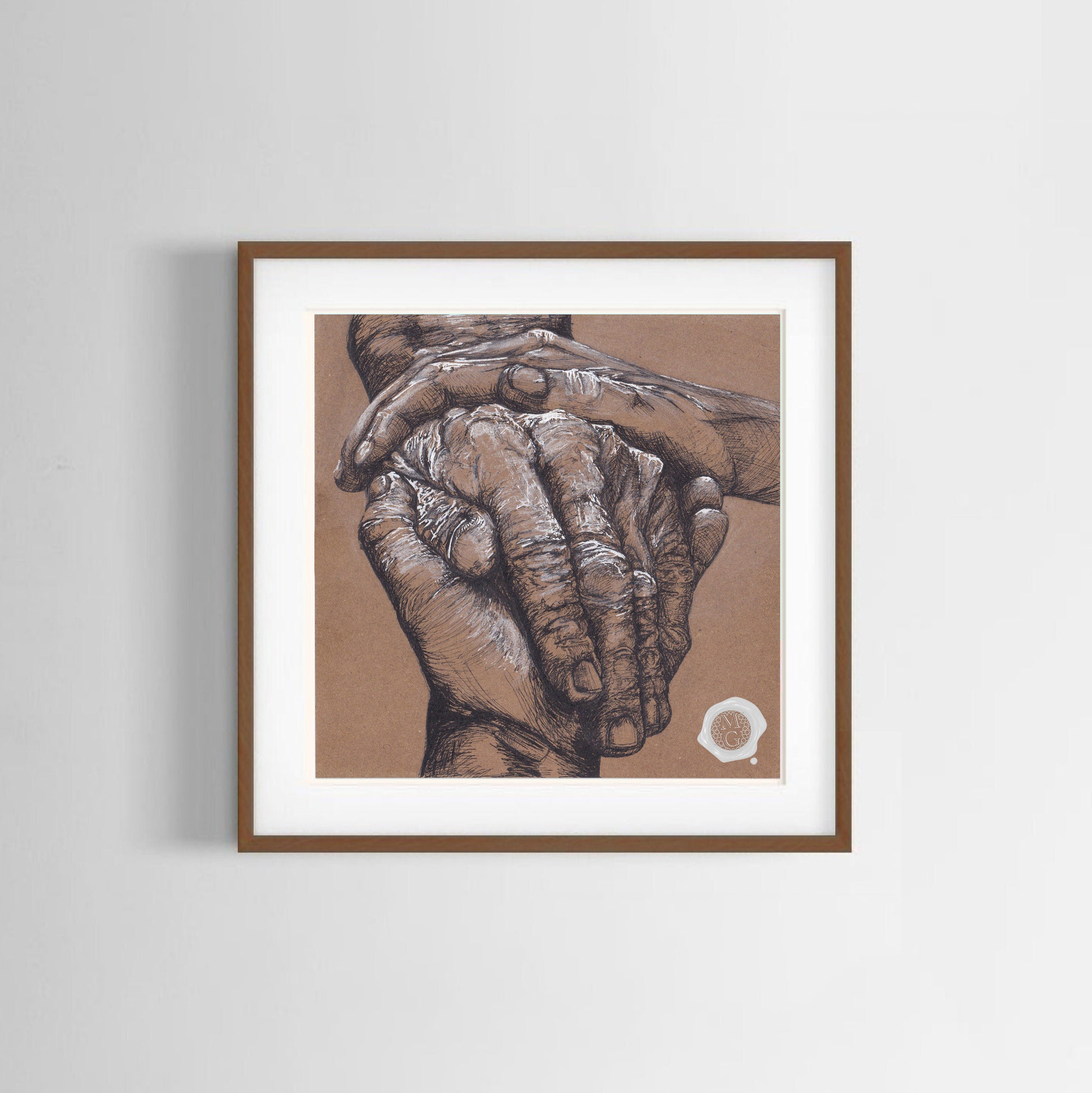 Comforting Hands Fine Line Drawing Printable DIGITAL - Etsy