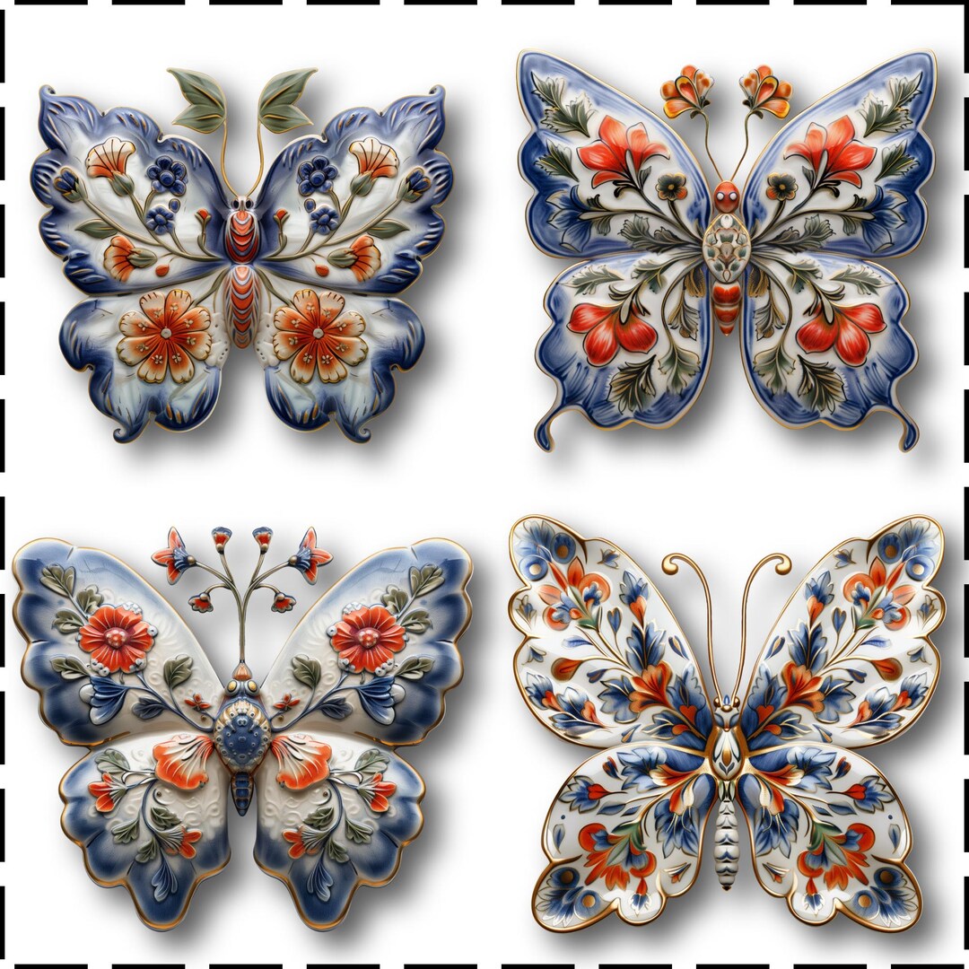 4 Animated Ceramic Butterfly Gifs | Russian Patterns | High-quality ...