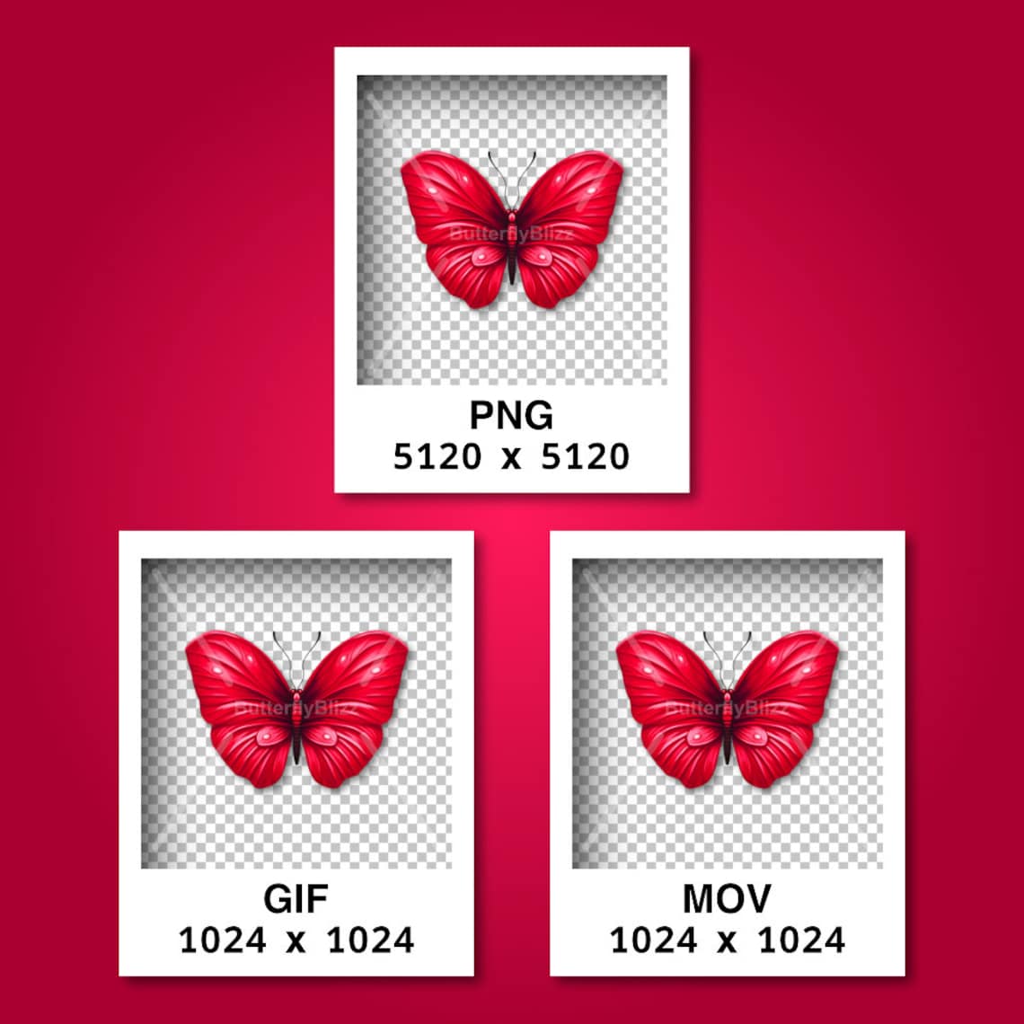Animated Red Rose Butterfly : PNG , GIF and MOV File With Transparent ...