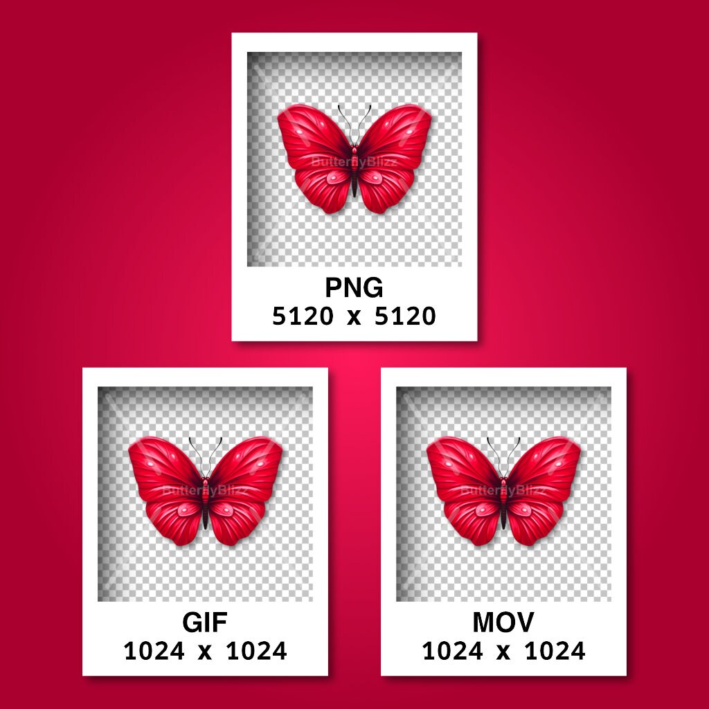 Animated Red Rose Butterfly : PNG , GIF and MOV File With Transparent ...