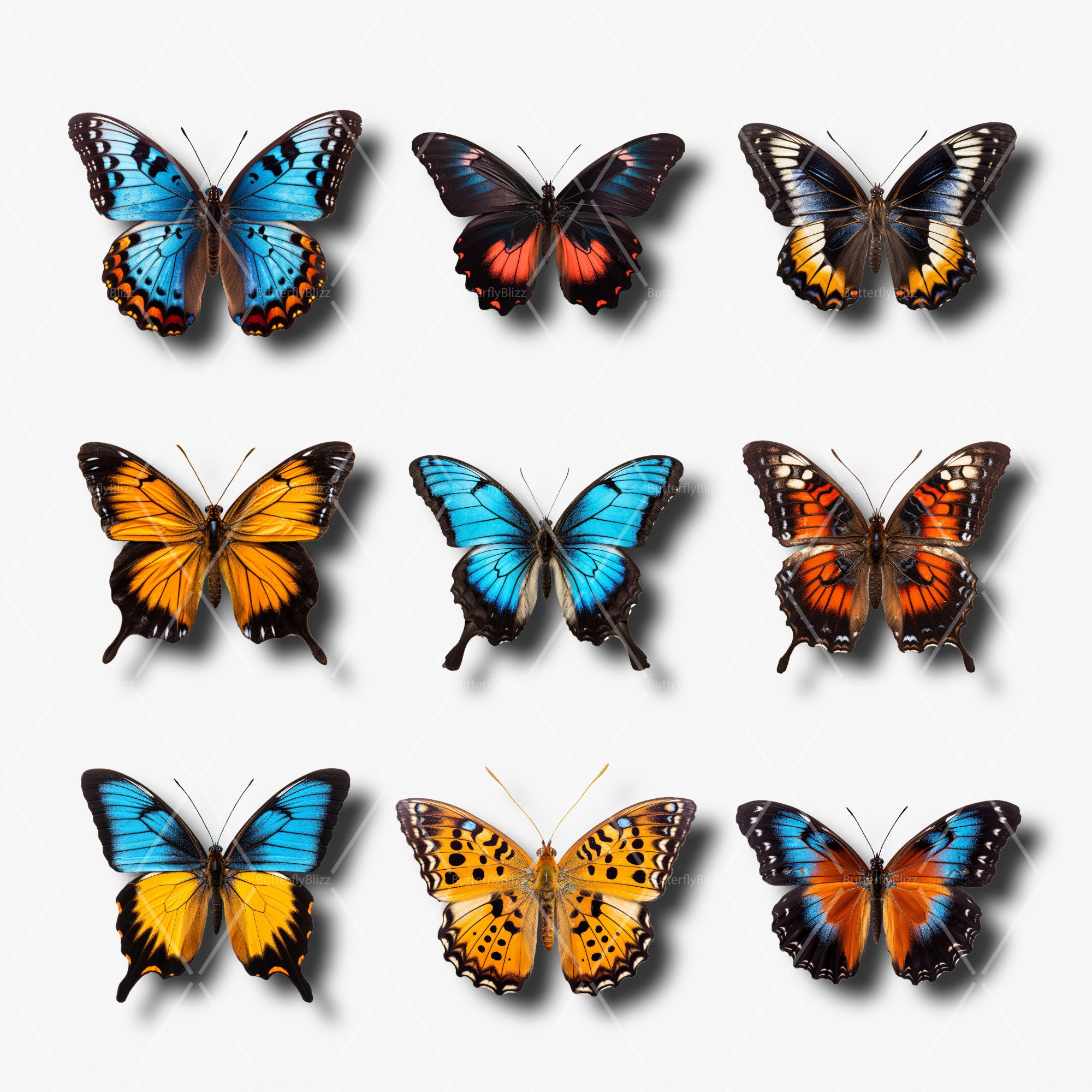 Set of 9 Animated Butterfly PNG, GIF, and MOV Files With Alpha Channel ...