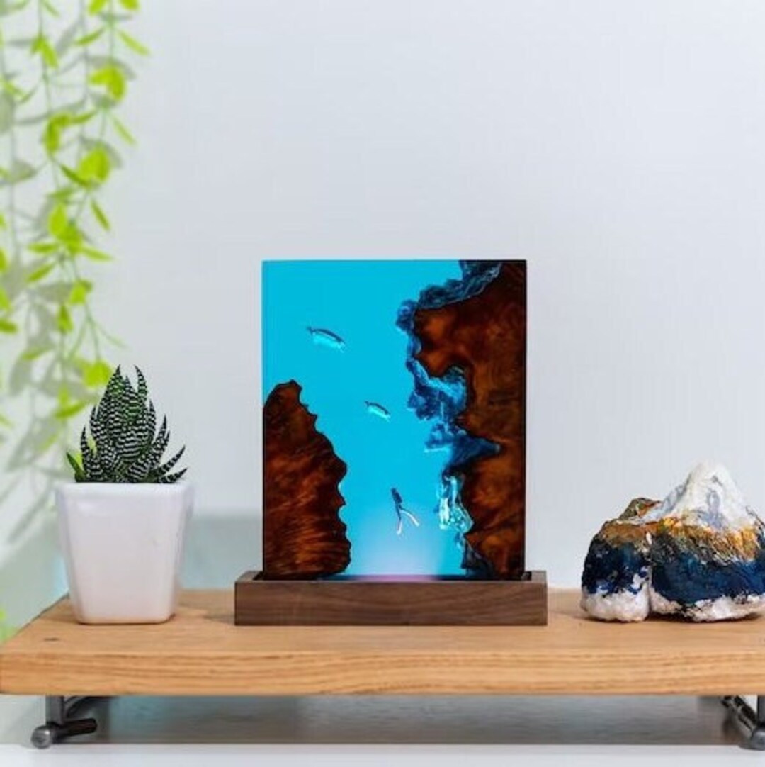 POLYGON DEEP Turtle Sea, Blue Ocean Lamp, Table Lamp, Custom Night ...