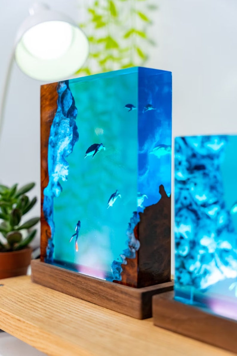 POLYGON DEEP Turtle Sea, Blue Ocean Lamp, Table Lamp, Custom Night ...