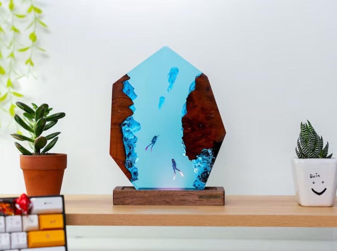 Scuba Diving Resin Lamp, Blue Ocean Table Lamp, Custom Night Light ...