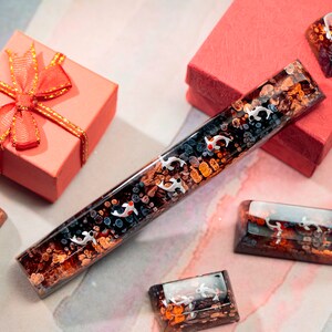 Black Orange KOI Keycap, Artisan Keycap, Custom Keycaps, Resin Keycap ...