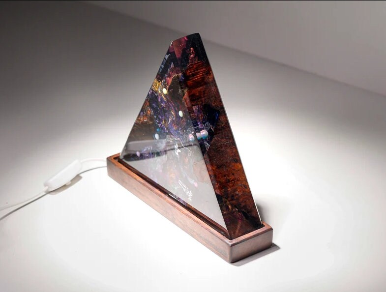 TRIANGLE Resin Lamp, Table Lamp, Custom Night Light, Galaxy Epoxy Lamp ...