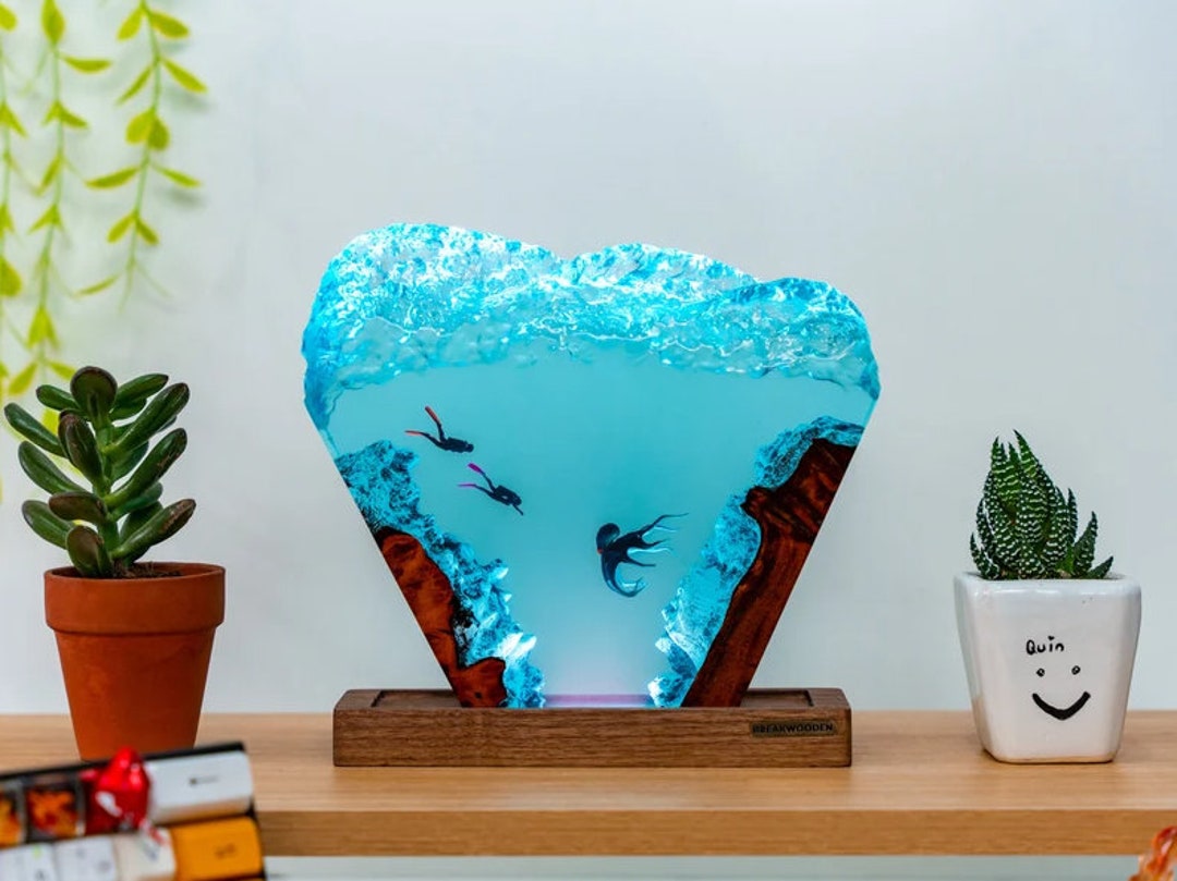 Scuba Diving Resin Lamp, Blue Ocean Table Lamp, Custom Night Light ...