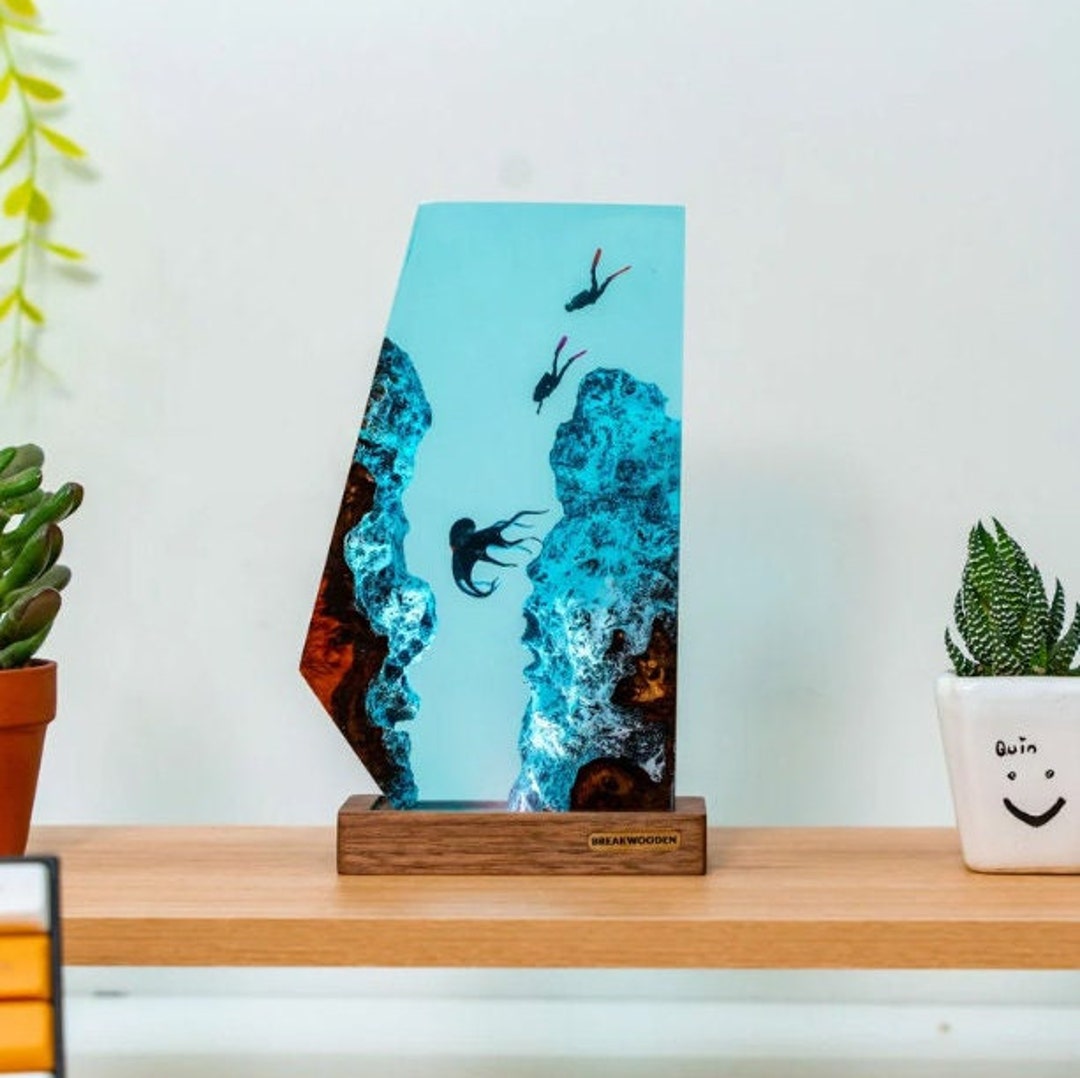 Scuba Diving Resin Lamp, Blue Ocean Table Lamp, Custom Night Light ...