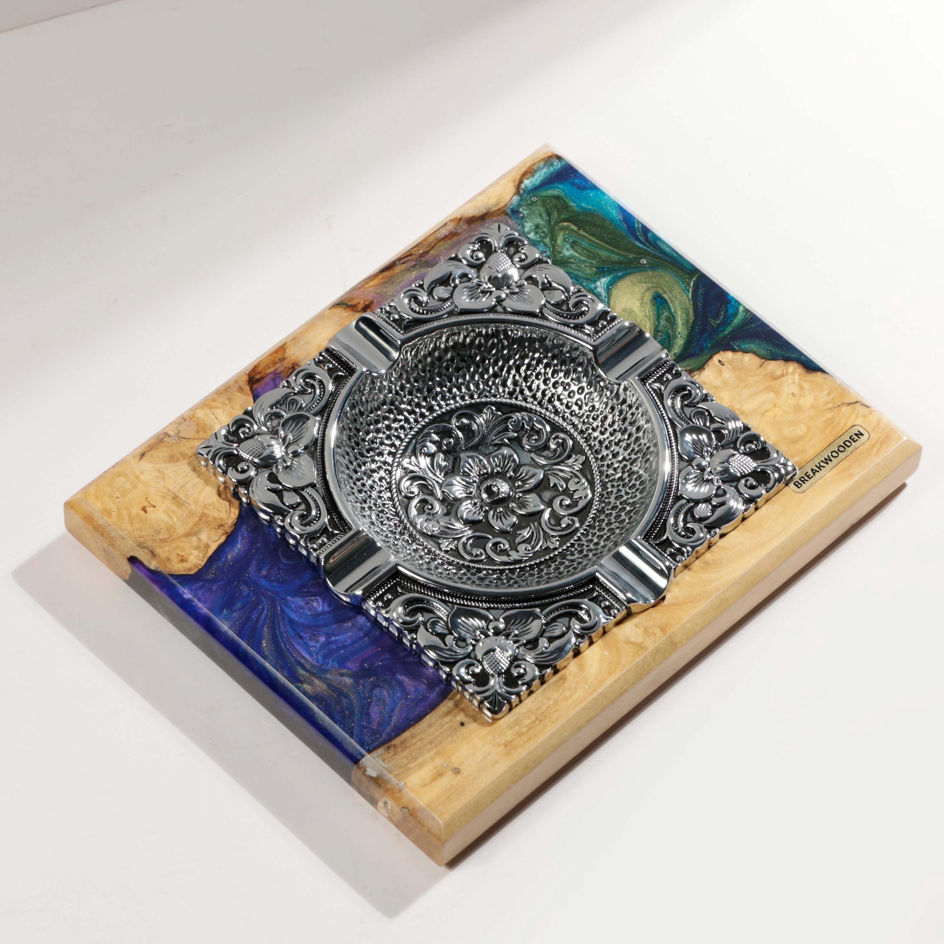 Ashtray Resin Handmade, Rolling Tray Handmade, Ashtray Wood, Tobacciana ...