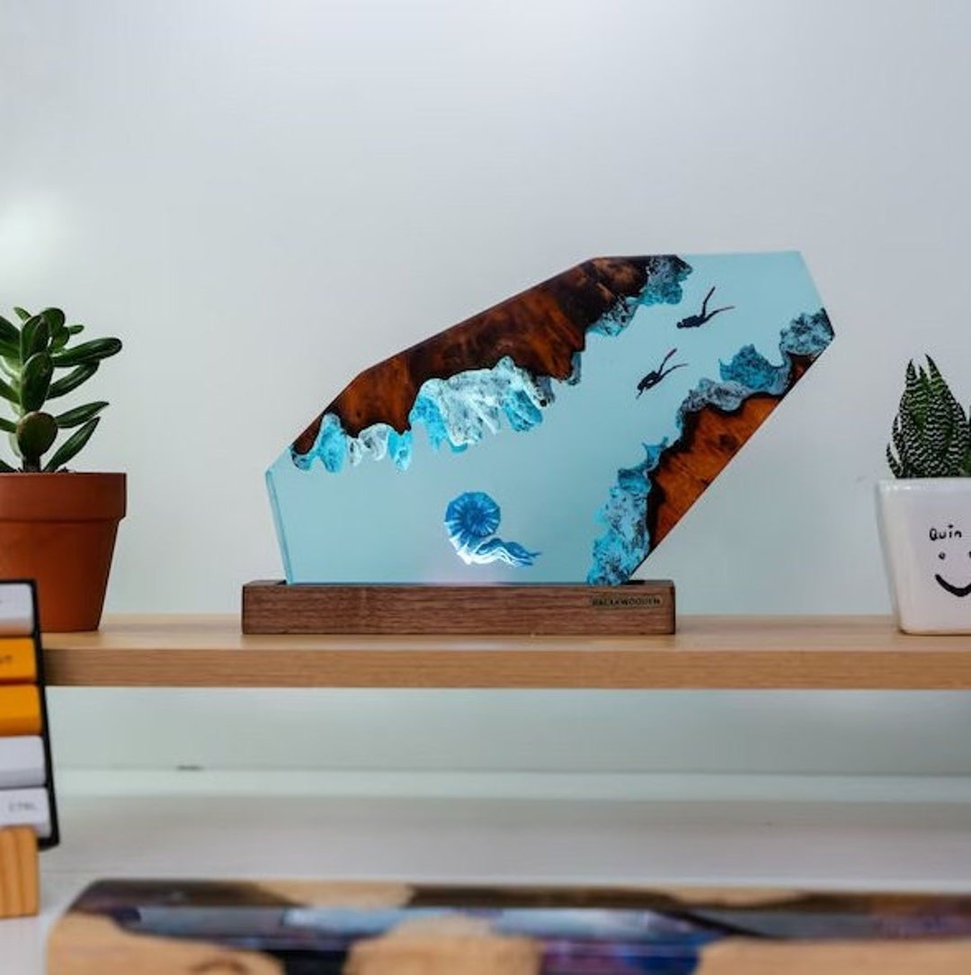 Scuba Diving Resin Lamp, Blue Ocean Table Lamp, Custom Night Light ...