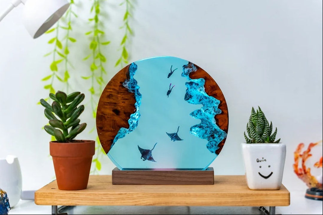 Scuba Diving Resin Lamp, Blue Ocean Table Lamp, Custom Night Light ...