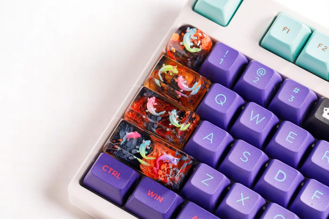 Axolotl Artisan Keycap, Axolotl Resin Keycap, Custom Epoxy Keycap, ESC ...