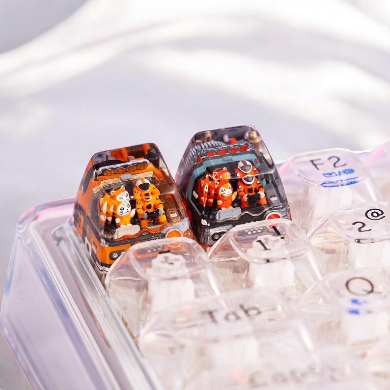 Astronauts Cat Artisan Keycaps, Custom Spacebar Keycaps, Orange Keycaps ...