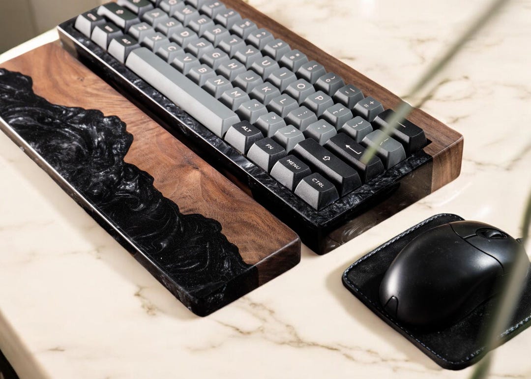 Wrist Rest Resin, Keyboard Wrist Rest, Black Resin Epoxy, Wooden Wrist ...