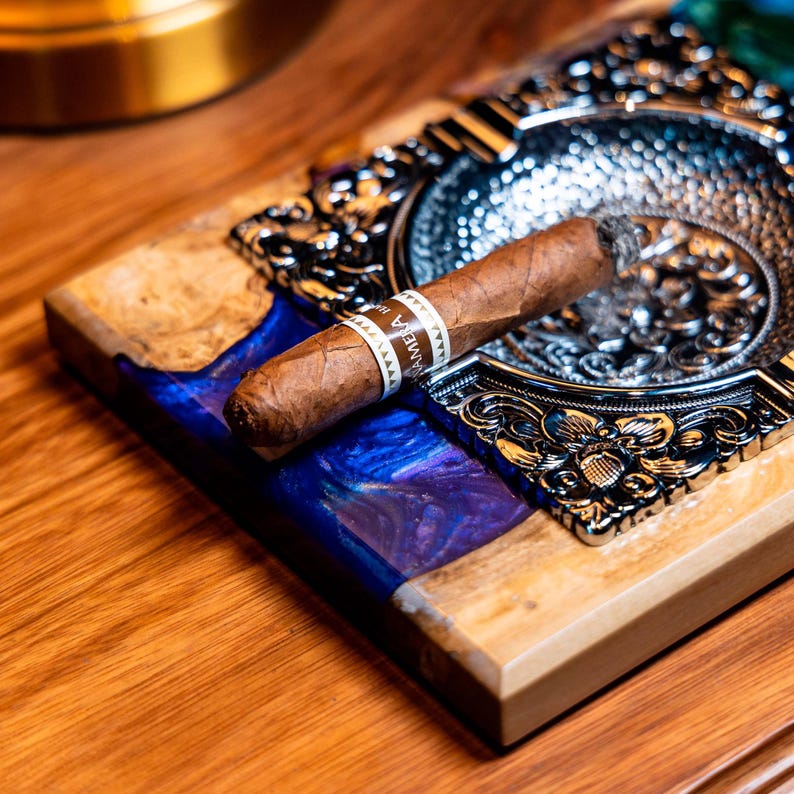 Ashtray Resin Handmade, Rolling Tray Handmade, Ashtray Wood, Tobacciana ...