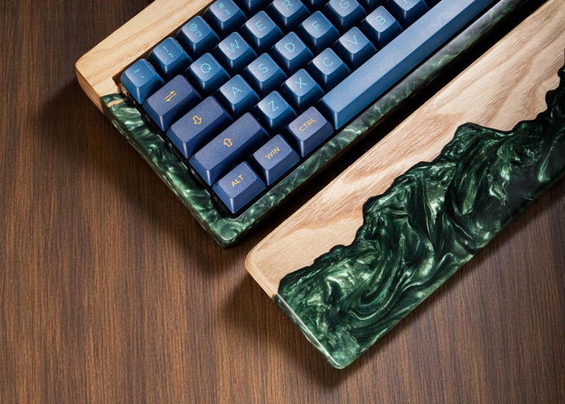 Wrist Rest Resin, Keyboard Wrist Rest, Green Resin Wrist Rest, Wooden ...