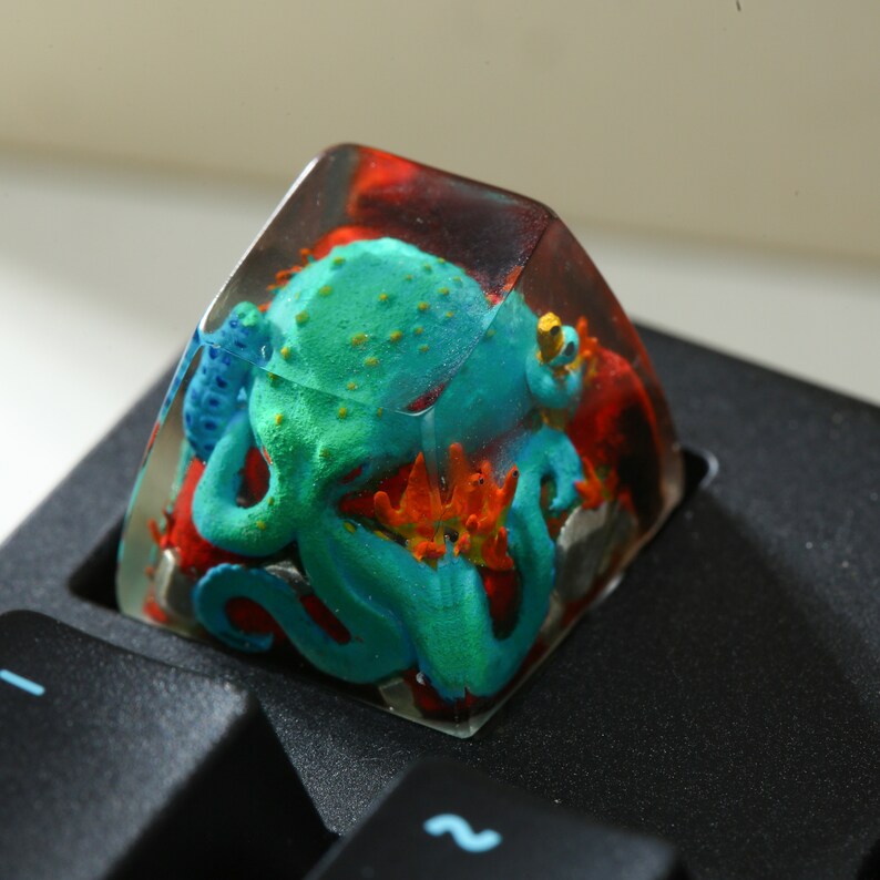 Octopus Artisan Keycap, Keycap, Keycaps Resin, Keycap Handmade SA and ...