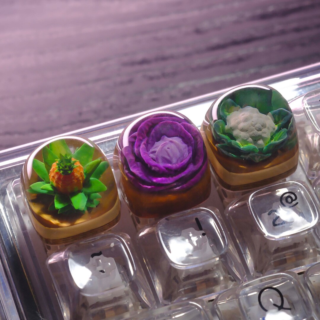 Keycaps Artisan Pineapple, Keycaps Custom Artisan, Green Keycaps ...