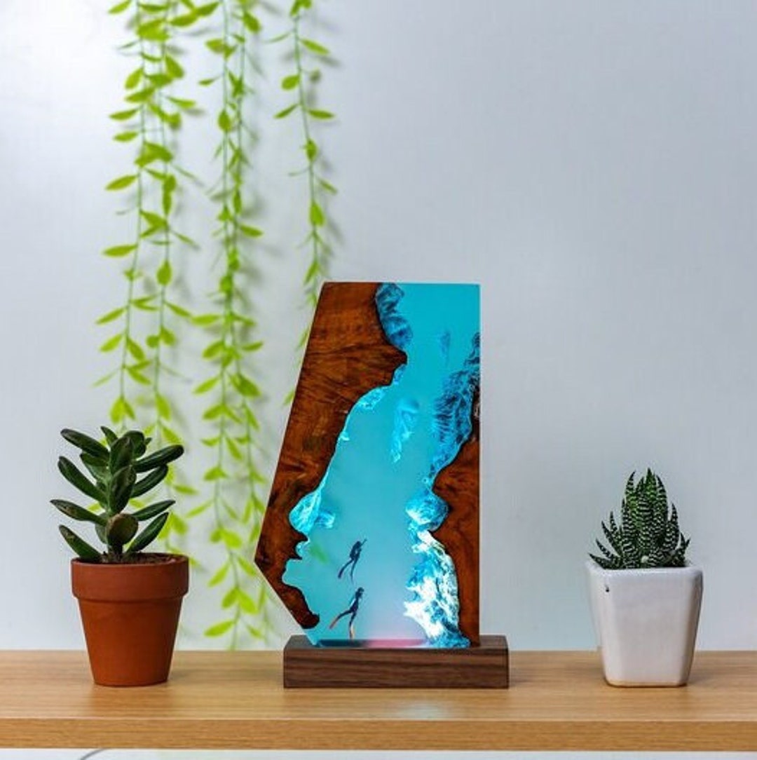 Scuba Diving Resin Lamp, Blue Ocean Table Lamp, Custom Night Light ...