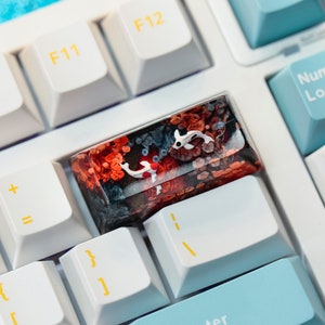 Black Orange KOI Keycap, Artisan Keycap, Custom Keycaps, Resin Keycap ...