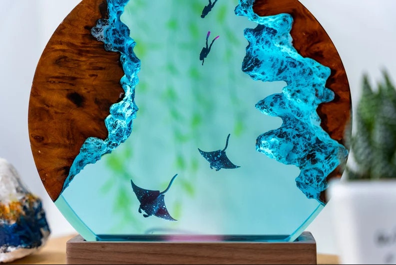 Scuba Diving Resin Lamp, Blue Ocean Table Lamp, Custom Night Light ...