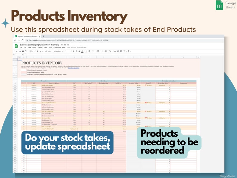 Small Business Inventory Tracker Spreadsheet, Inventory Template ...