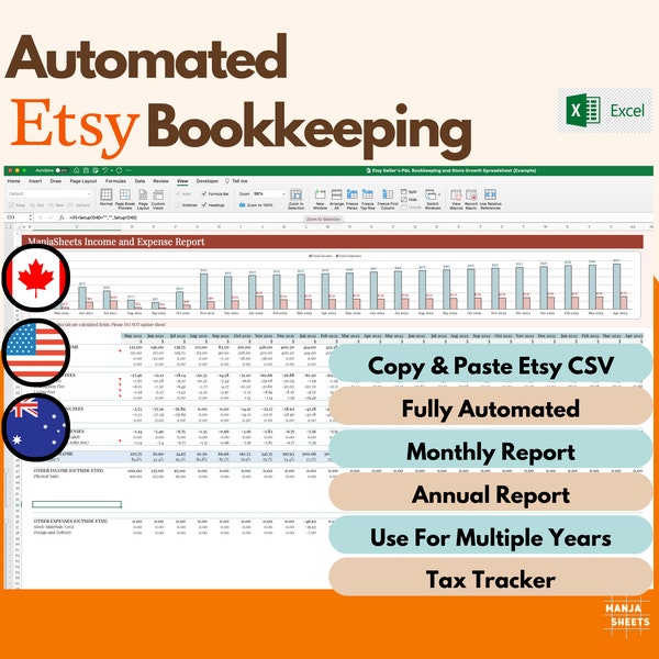 Shopify Expense Tracker Excel - Etsy