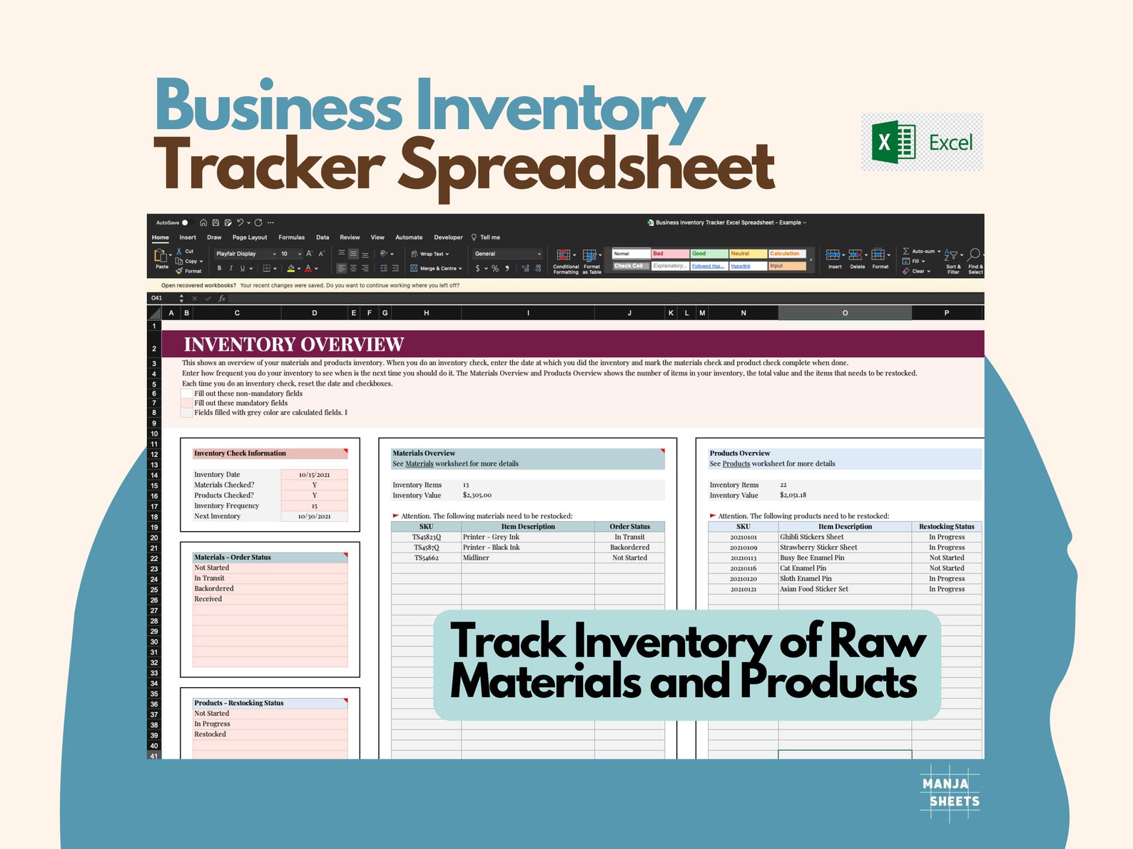 Small Business Inventory Tracker: Excel Spreadsheet Template - Etsy