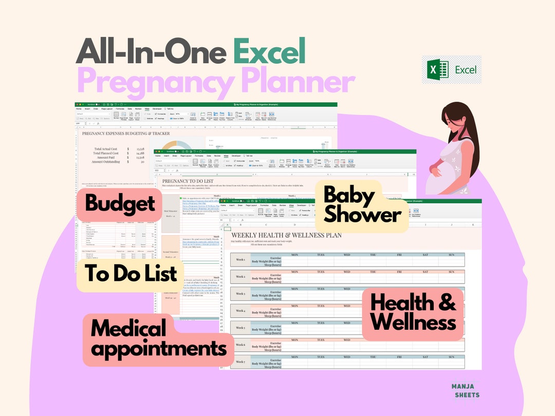 Digital Pregnancy Planner, Pregnancy Organizer Pregnancy Spreadsheet ...