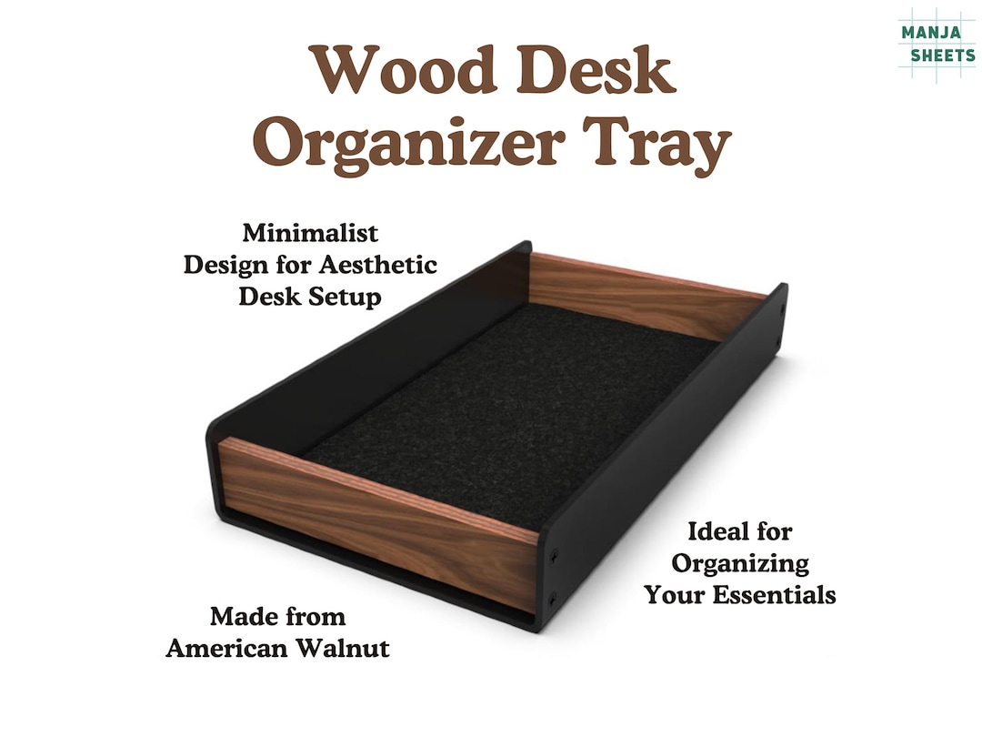 Walnut Wood Desk Organizer Tray: Minimalist Office Accessories - Etsy
