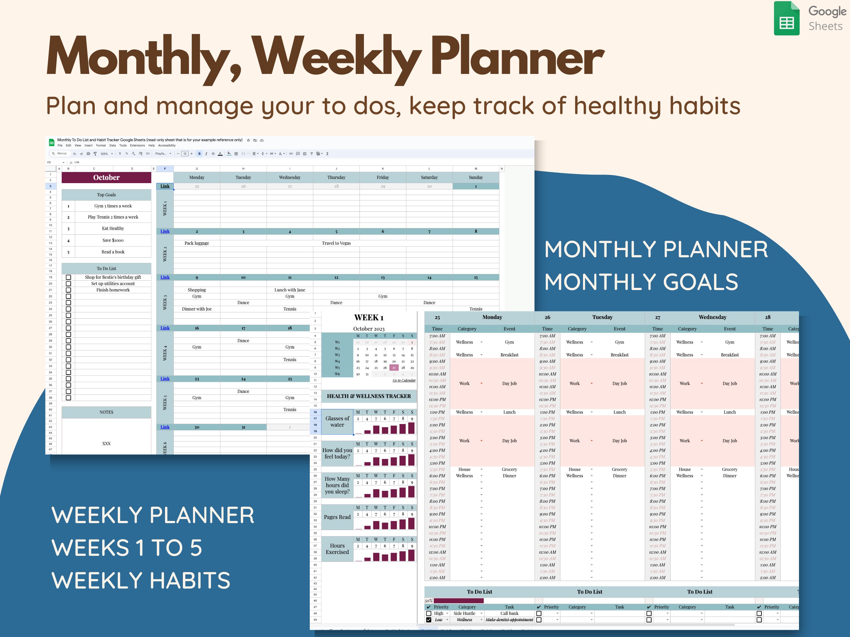 Google Sheets Planner: Daily Schedule, Habit & Goal Tracker (digital ...
