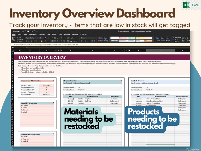 Small Business Inventory Tracker Spreadsheet, Inventory Template ...