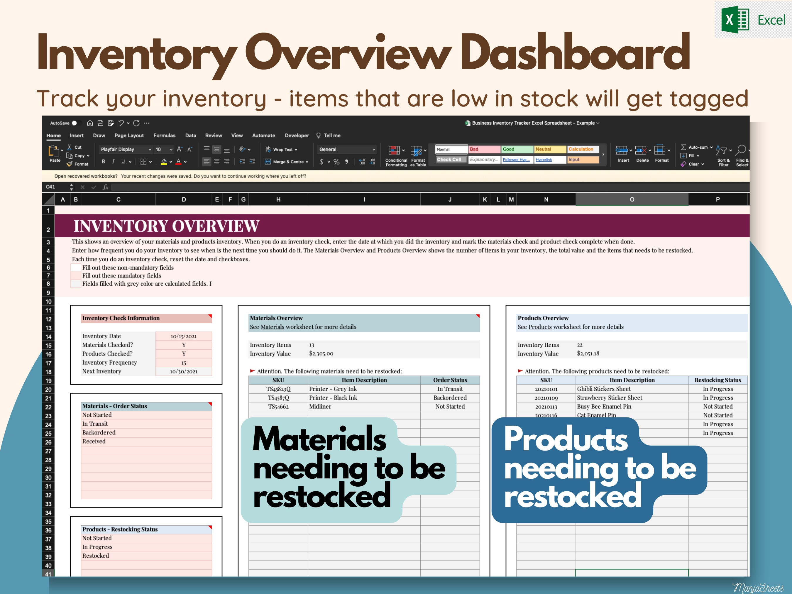 Small Business Inventory Tracker: Excel Spreadsheet Template - Etsy