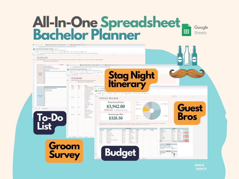 Bachelor Party Planner Google Sheet: Stag Night Template (digital ...