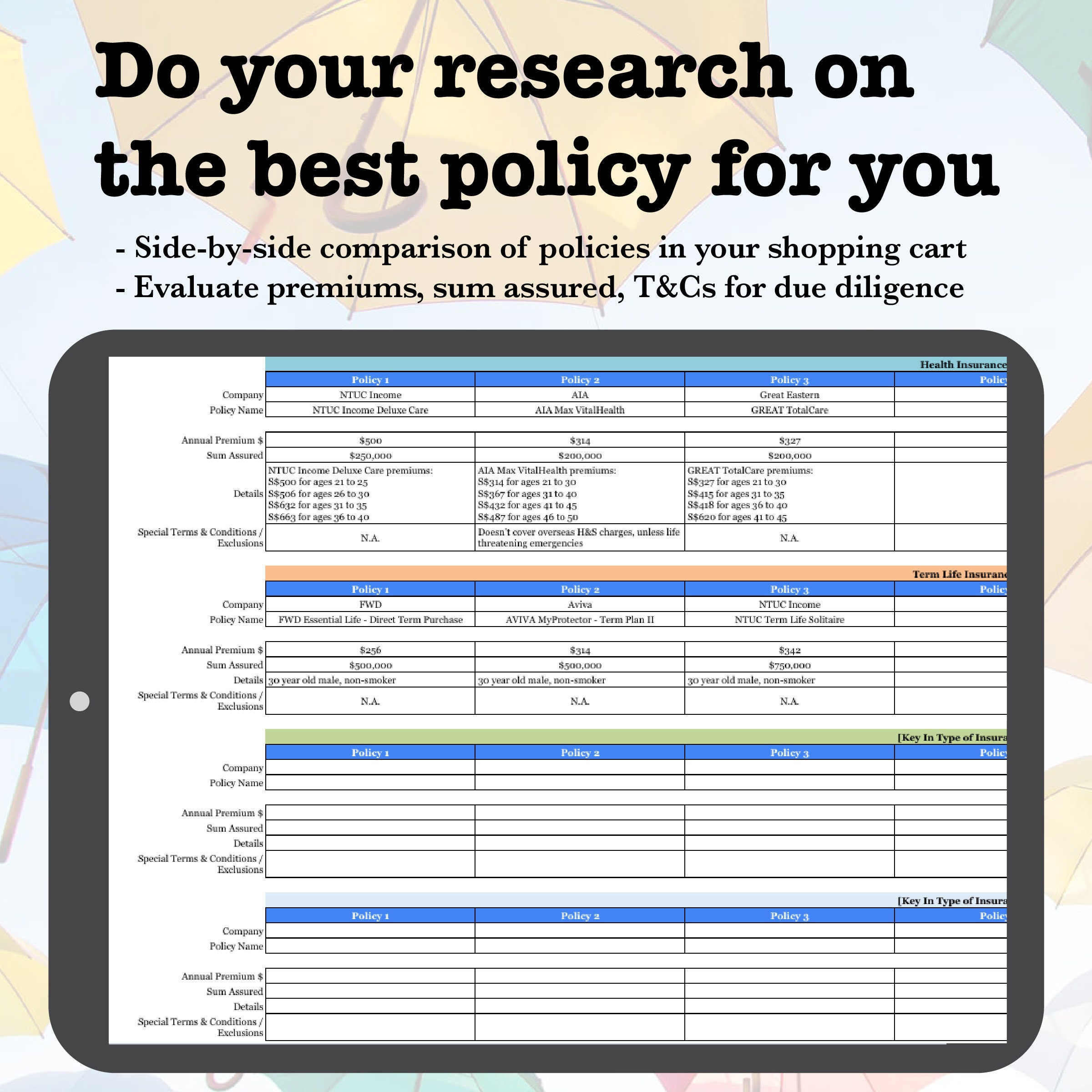 Medical Insurance Planner and Tracker - Organize Your Insurance Policy ...