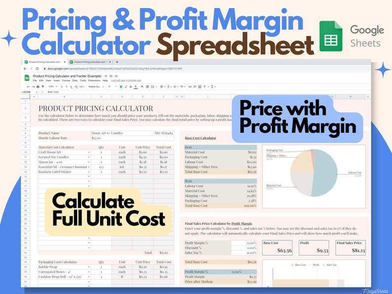 Product Pricing Template Pricing Sheet Pricing Calculator - Etsy