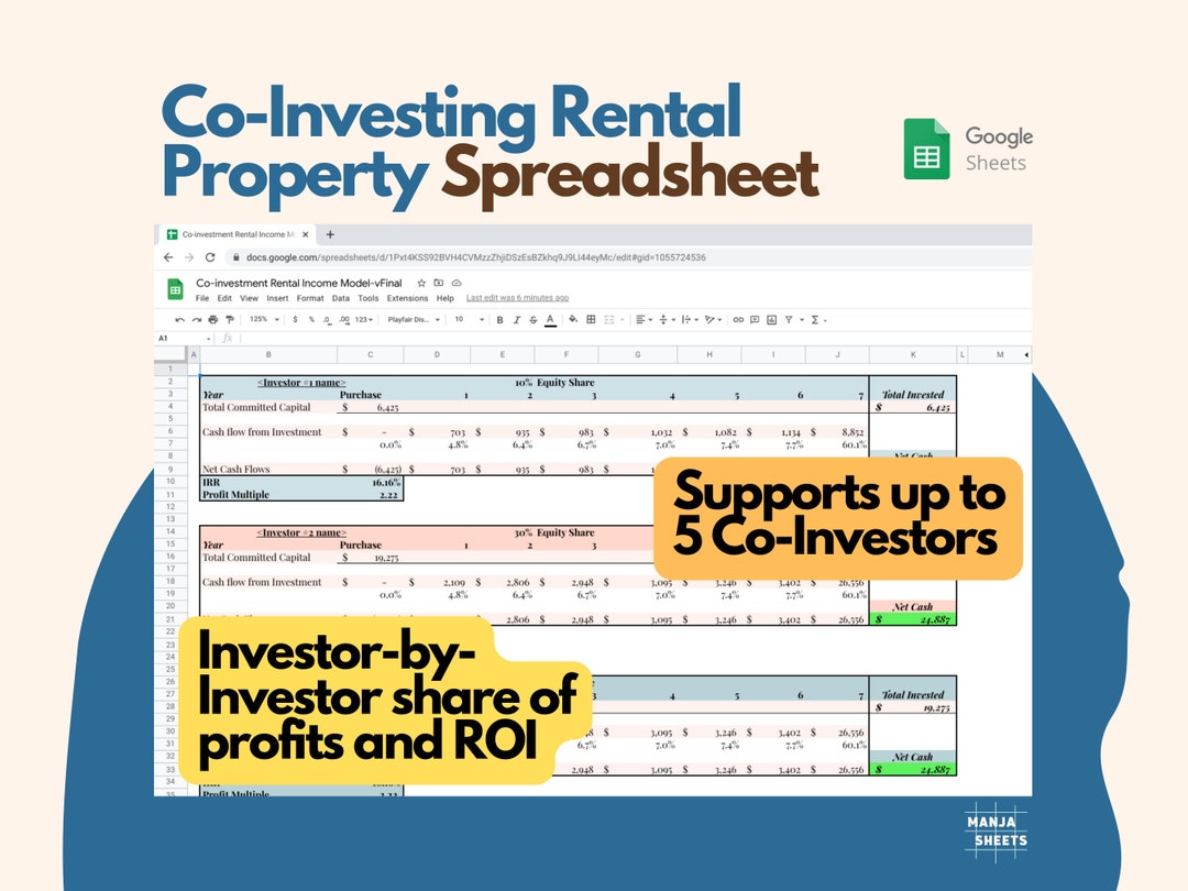 Co-investment Rental Property ROI Calculator: Google Sheets Spreadsheet ...