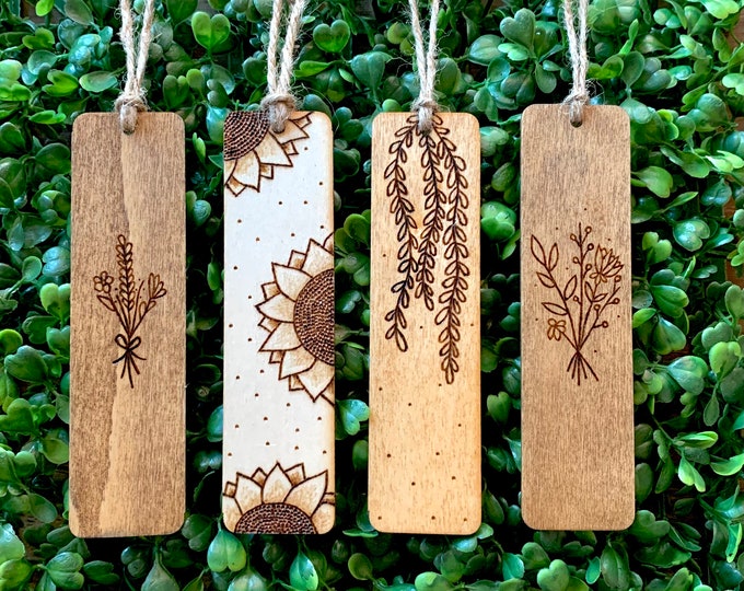 Wooden Floral Bookmarks - Etsy