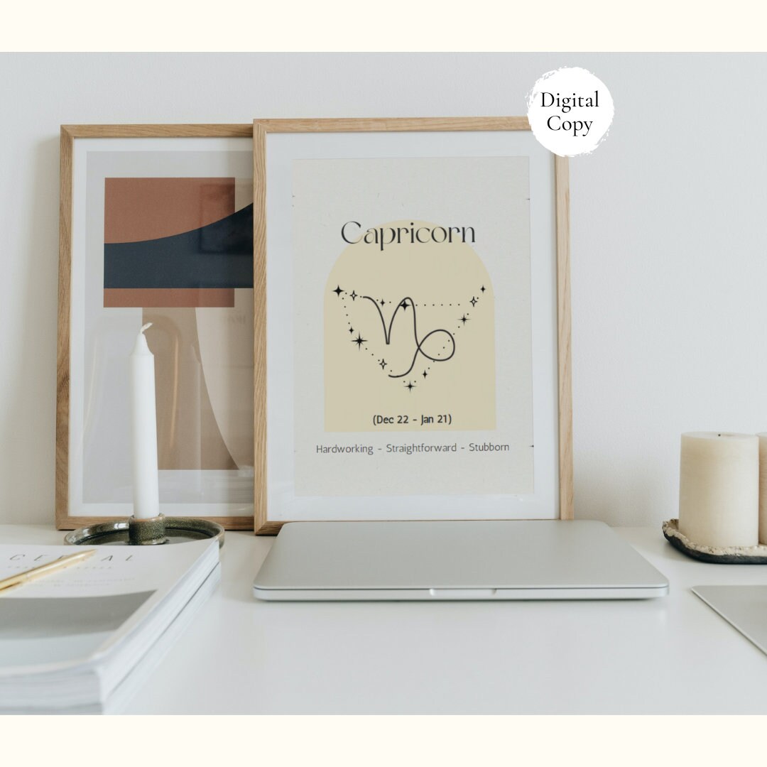 Zodiac Sign Poster, Astrology, Digital Art, Star Sign Poster, Capricorn ...