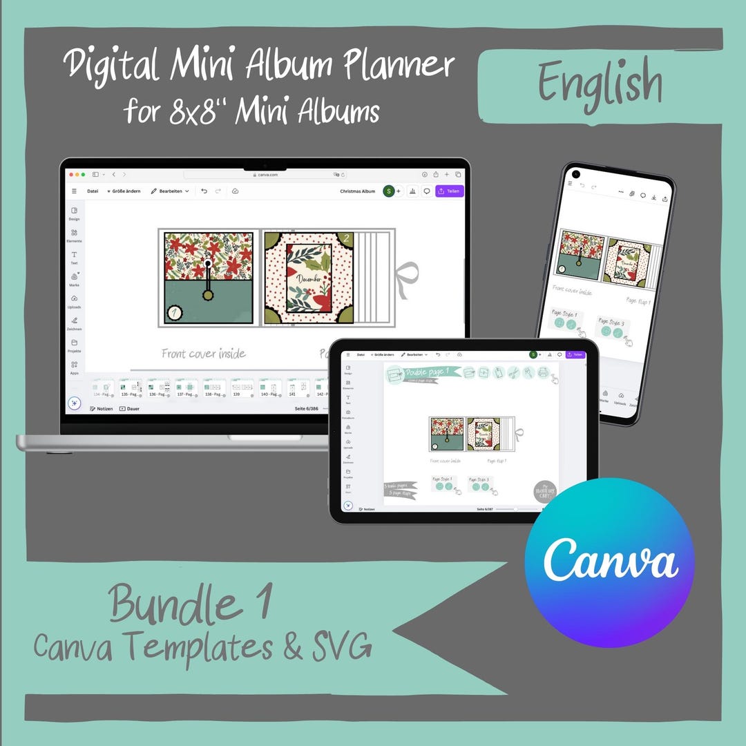 Digital Mini Album Planner to Use in CANVA (templates for Digital ...
