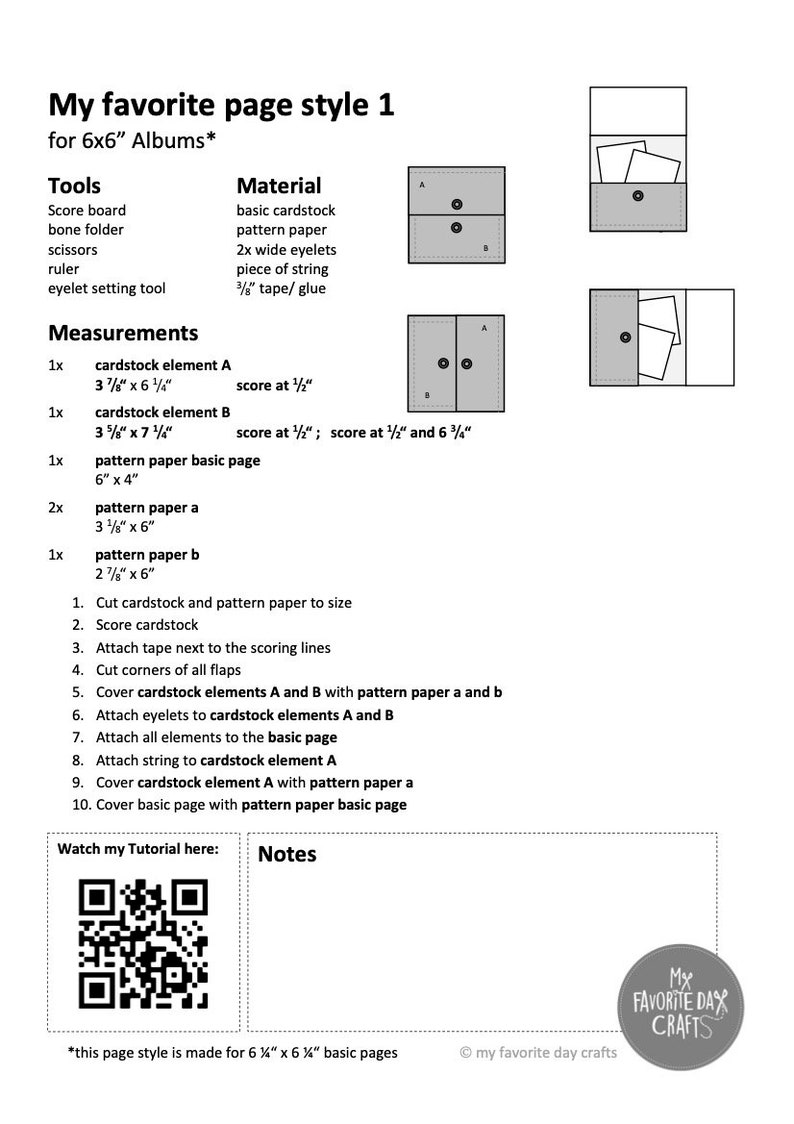 DIGITAL Cutting Guides and Templates for 6x6" Mini Album (bundle No.1 ...
