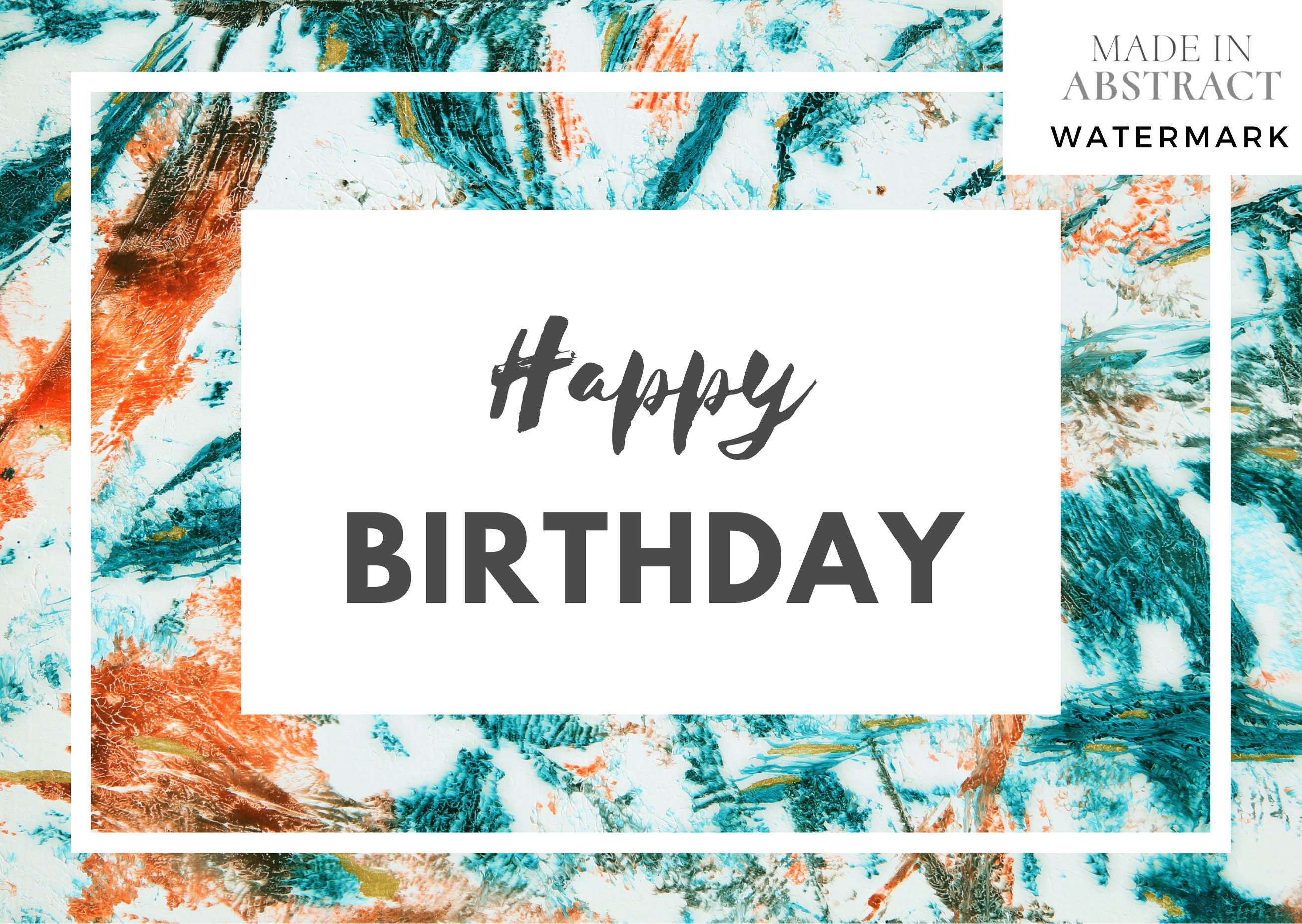 Digital Happy Birthday Card Abstract Art | Etsy