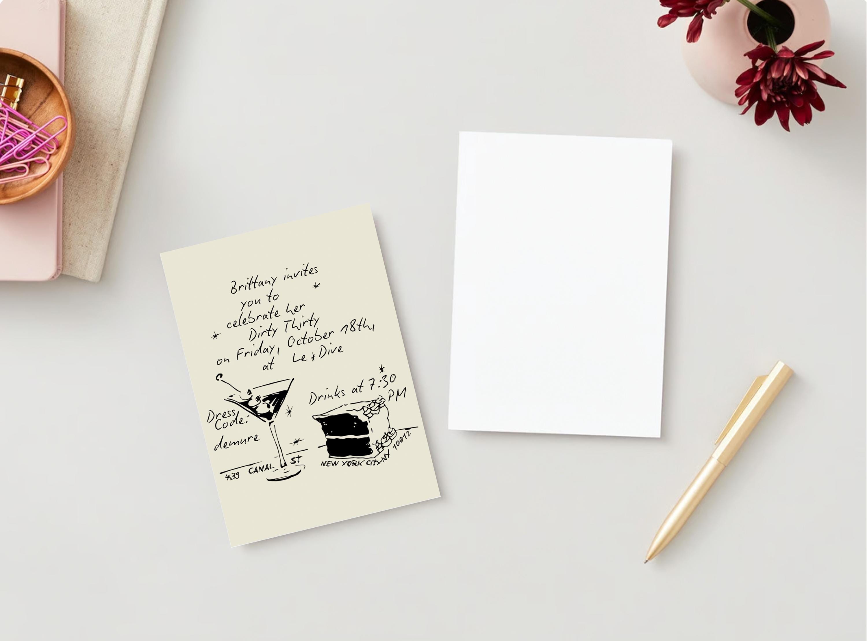 Handwritten Martini Party Invitation | Digital Editable Template for ...