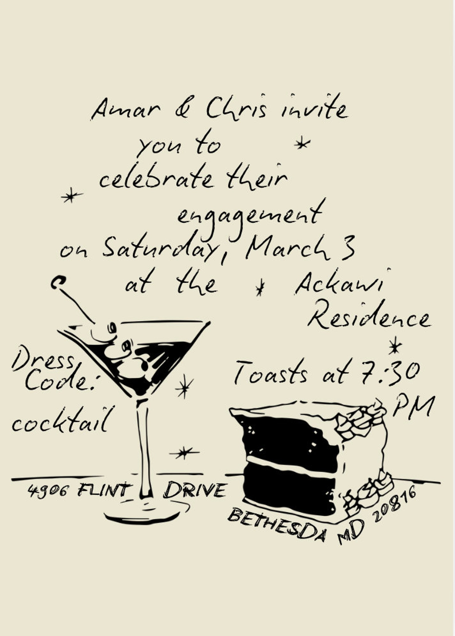 Handwritten Martini Party Invitation | Editable Canva Template ...