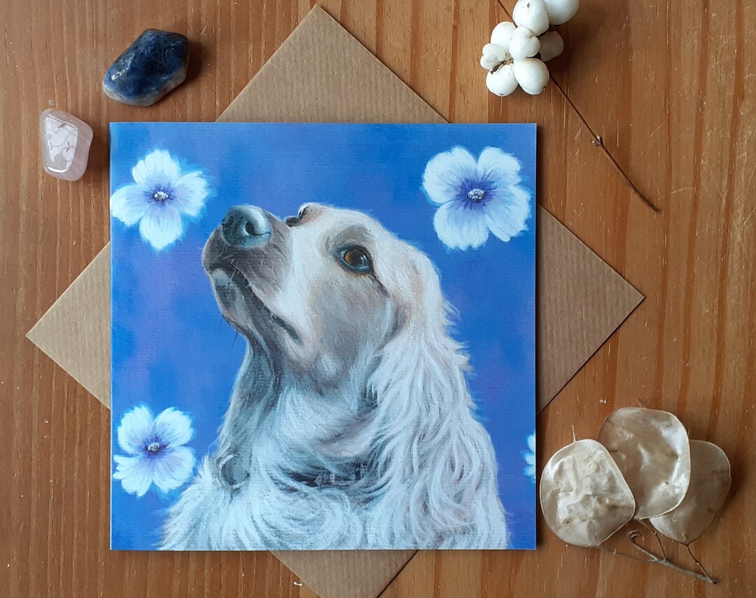 Cocker Spaniel With Blossoms Greetings Card / Cocker Spaniel Birthday ...