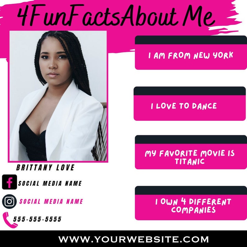 Fun Facts About Me, Get to Know Me, About Me Post, About Me Template, About Me Page, CEO ...