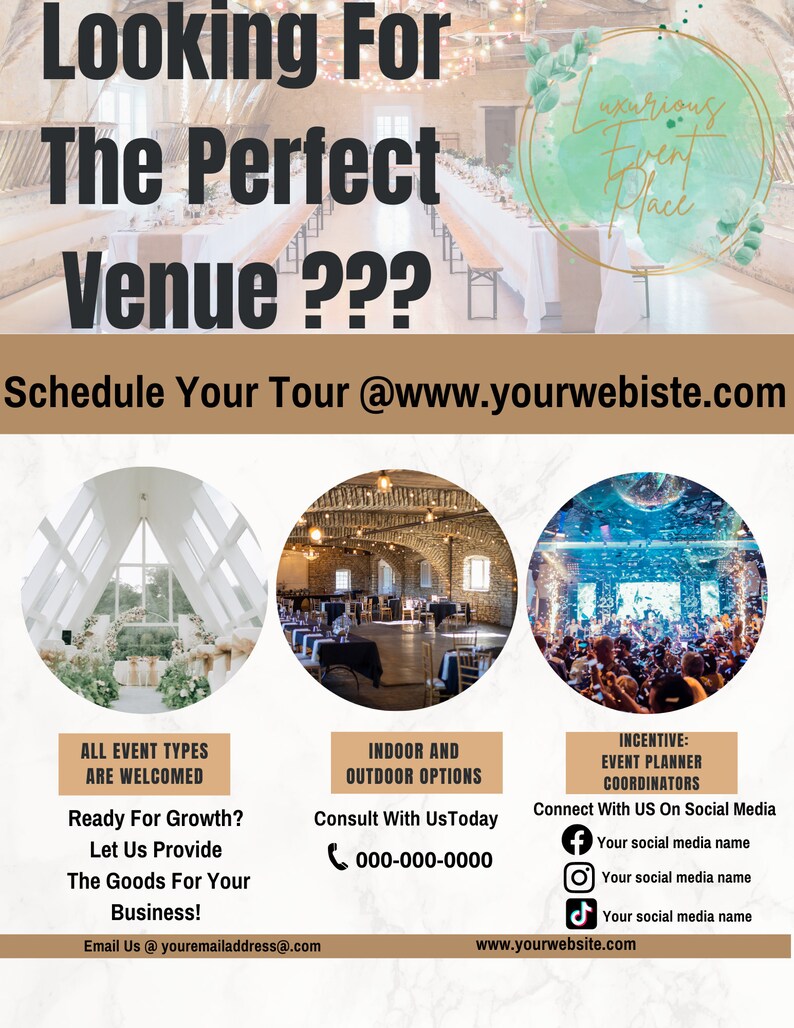 Venue Rental Booking Marketing Template, Venue Reservation, Event Space ...