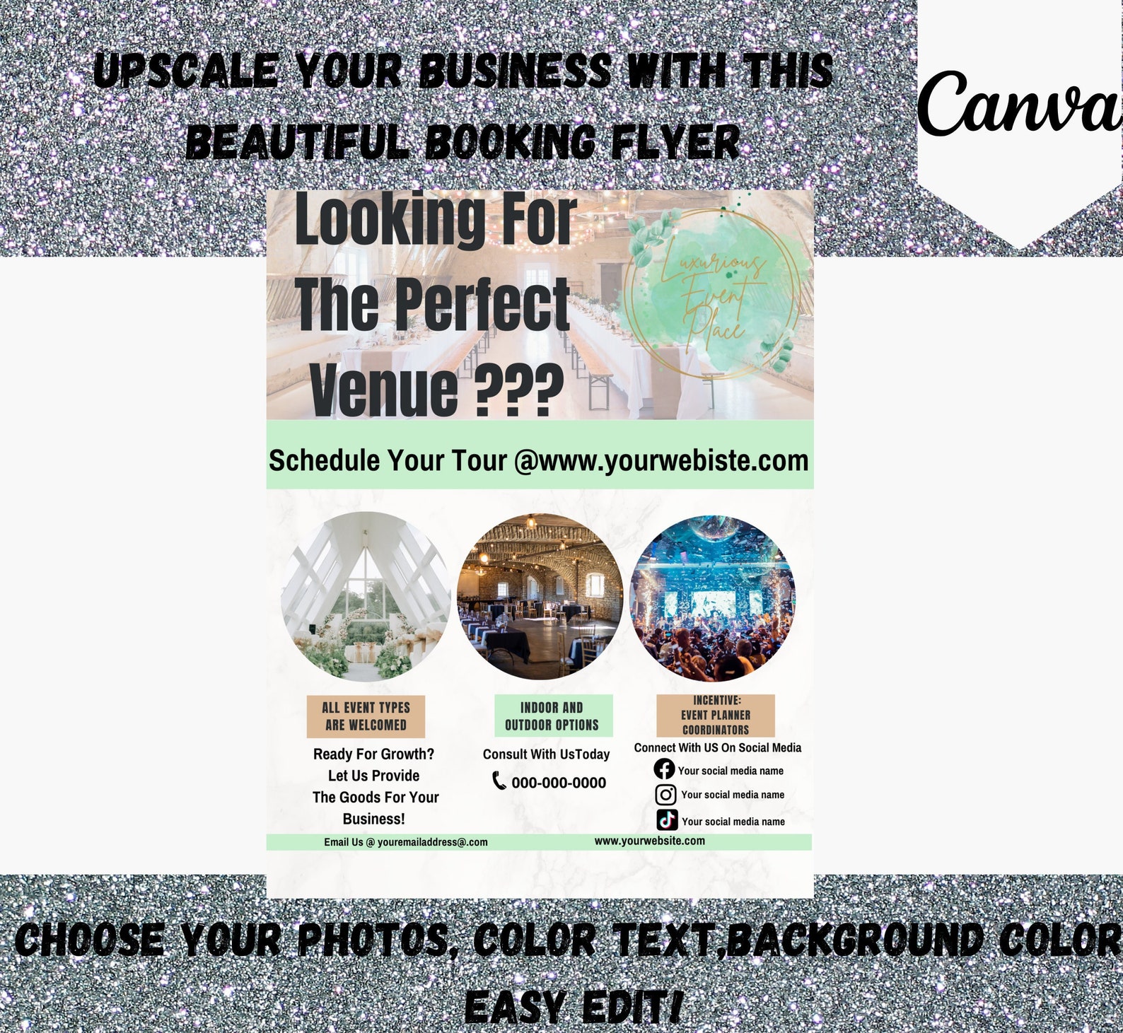 Venue Rental Booking Marketing Template, Venue Reservation, Event Space ...