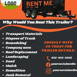 Dumpster Flyer, Dump Trailer Flyer, Trailer Rental Promotion, Roll off ...