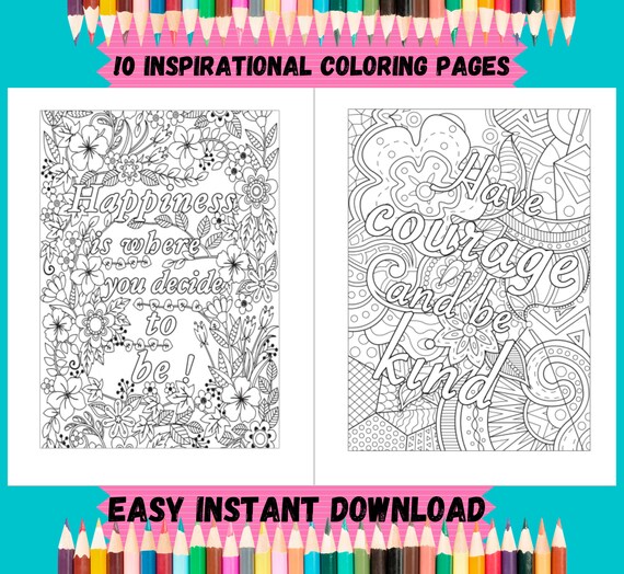 Inspirational & Motivational Quotes Coloring Pages Digital | Etsy